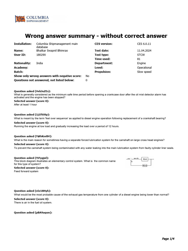 CES Wrong Answers Sample | PDF