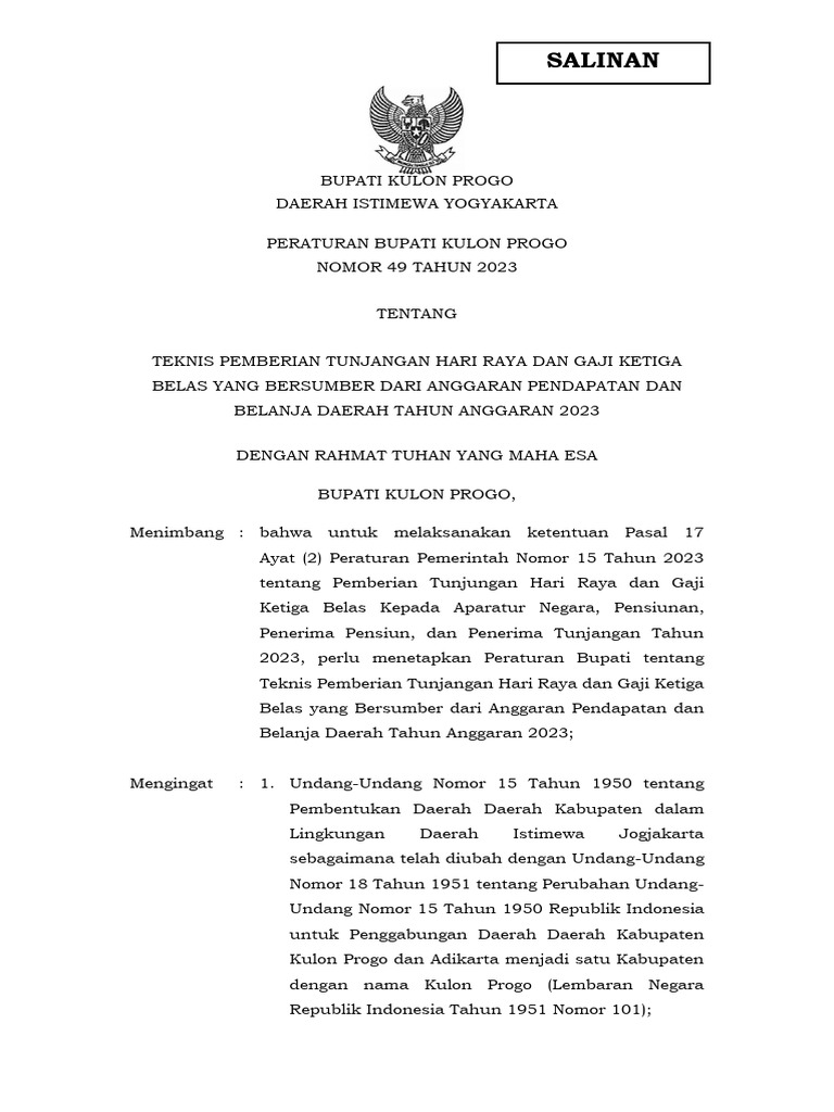 Perbup No 49 Tahun 2023 | PDF