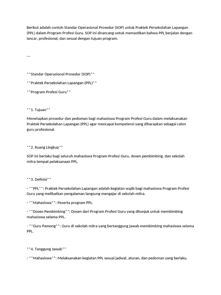 Berikut Adalah Contoh Standar Operasional Prosedur | PDF | Karier ...