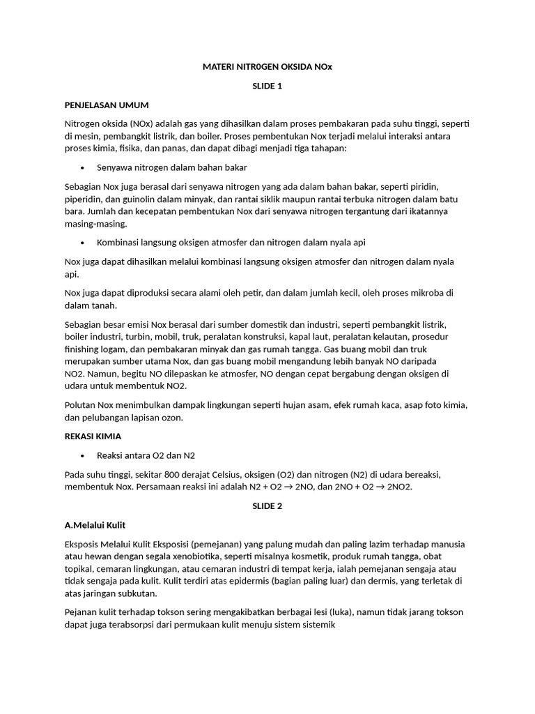 Materi Nitr0gen Oksida Nox | PDF