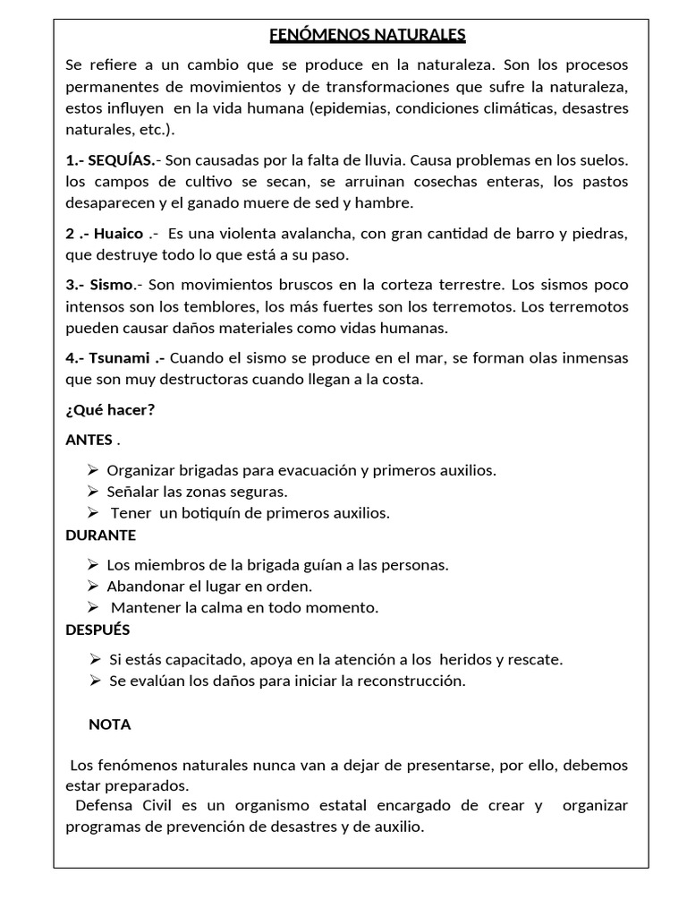 Fenómenos Naturales | PDF