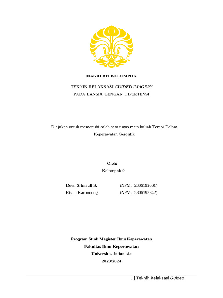 Revisi - Teknik Relaksasi Guided Imagery Pada Lansia DGN Hipertensi | PDF