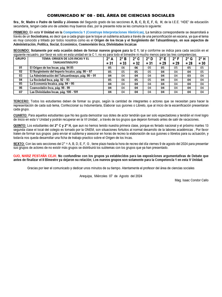 Comunicado #08 | PDF