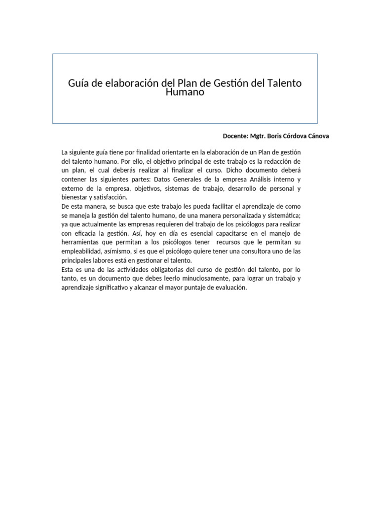 Guia Plan de GTH v2 | PDF