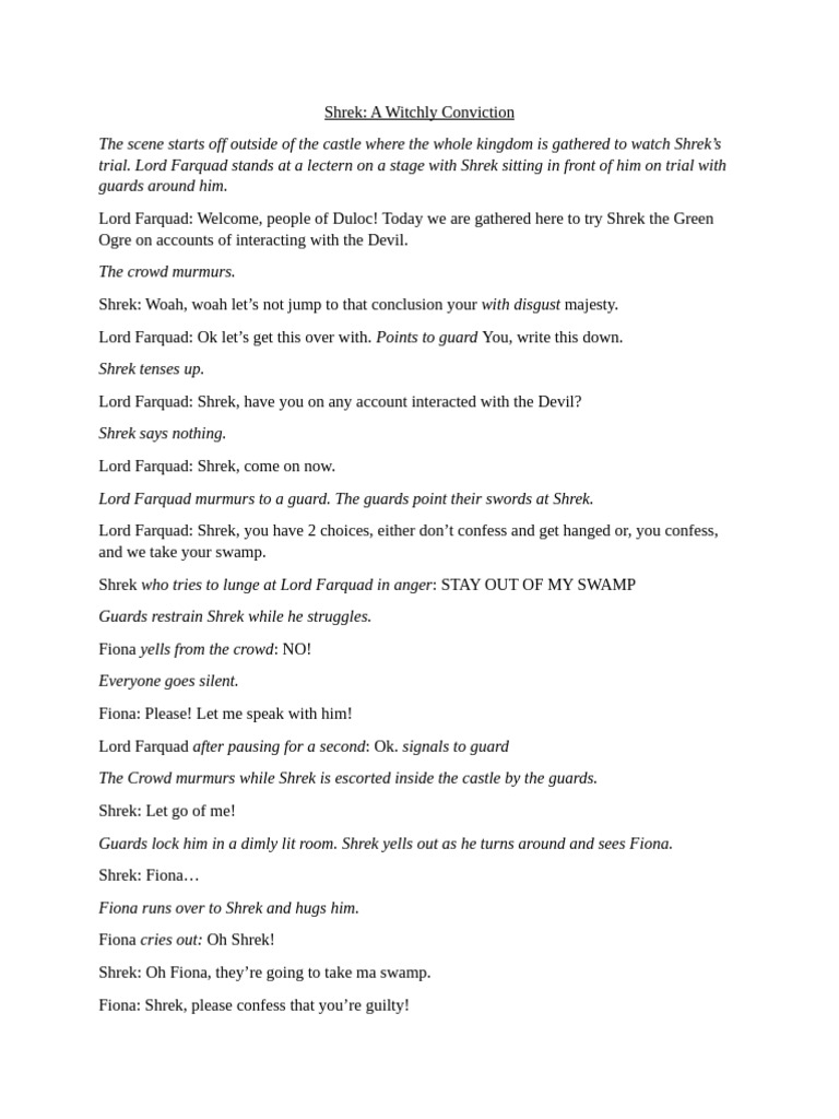 Shrek L&L Script | PDF