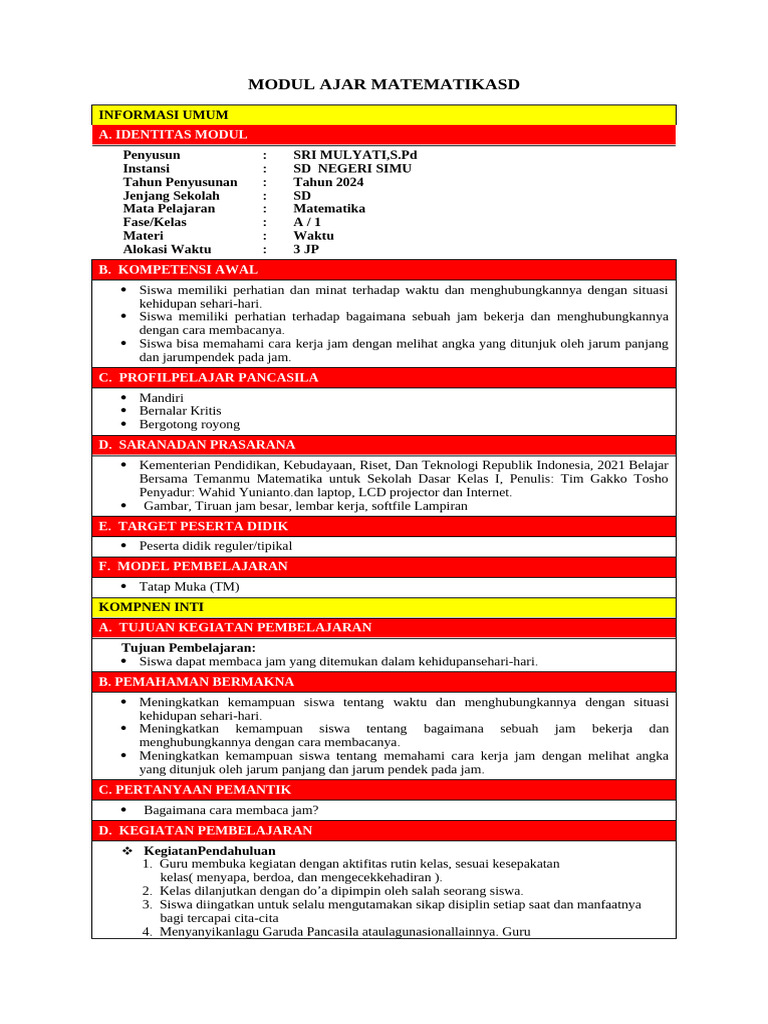 Modul Ajar MatematikA SMT 2 | PDF