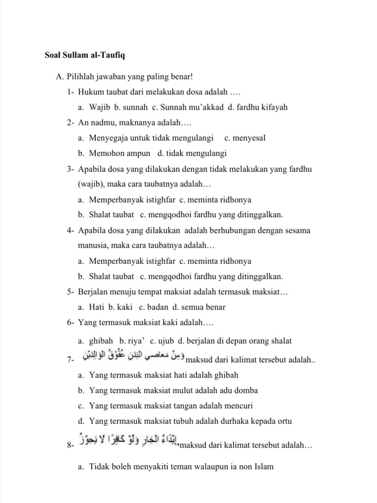 PDF Soal Sullam Taufiq Compress | PDF