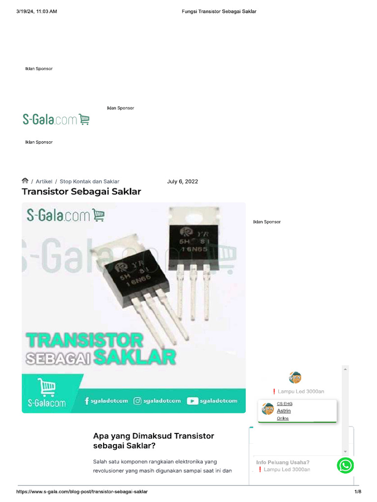 Transistor Bersifat Saklar | PDF