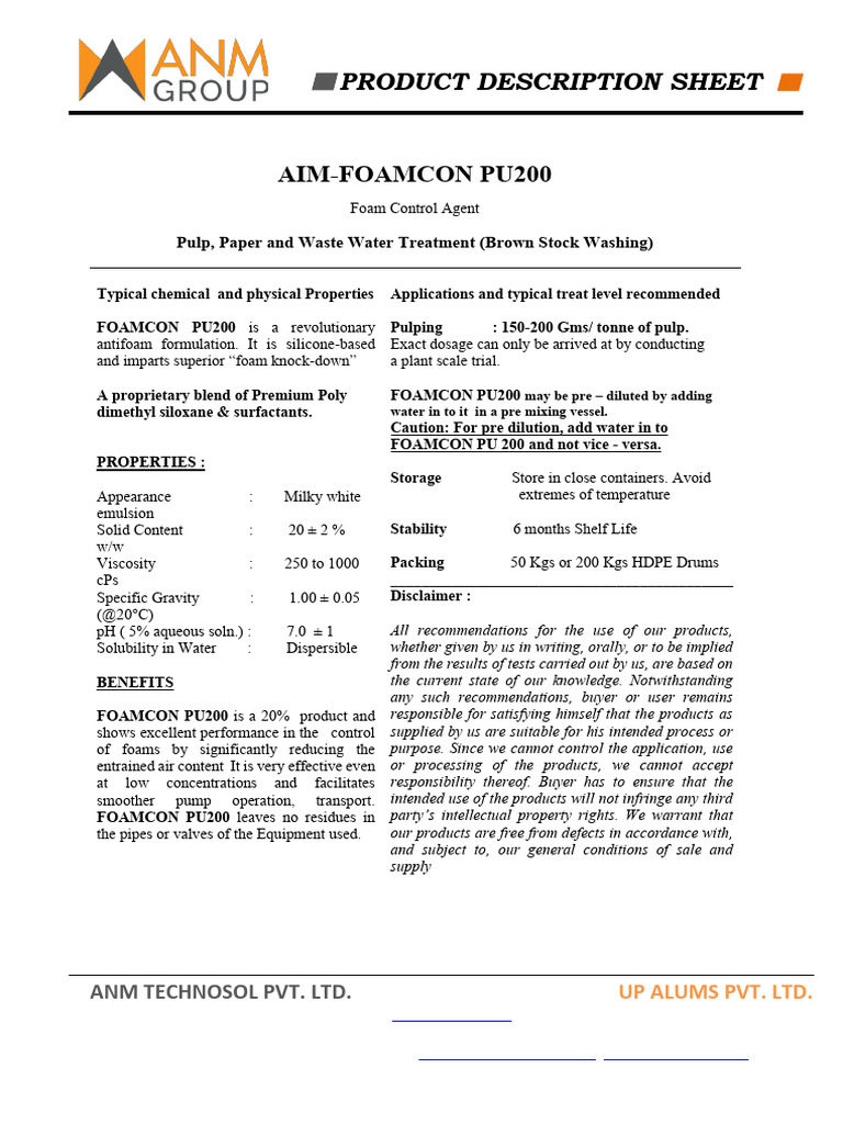 Aim-Foamcon Pu200 | PDF