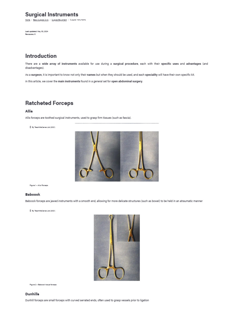 Overview of Surgical Instruments | PDF | Surgery