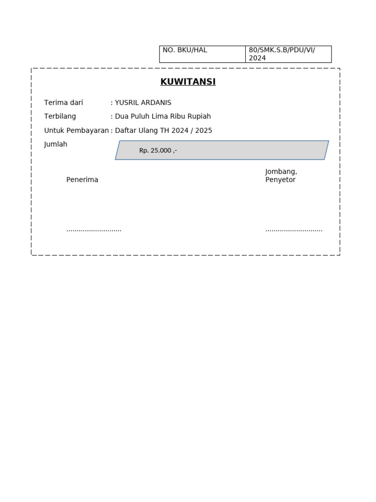KWITANSI DAFTAR ULANG | PDF