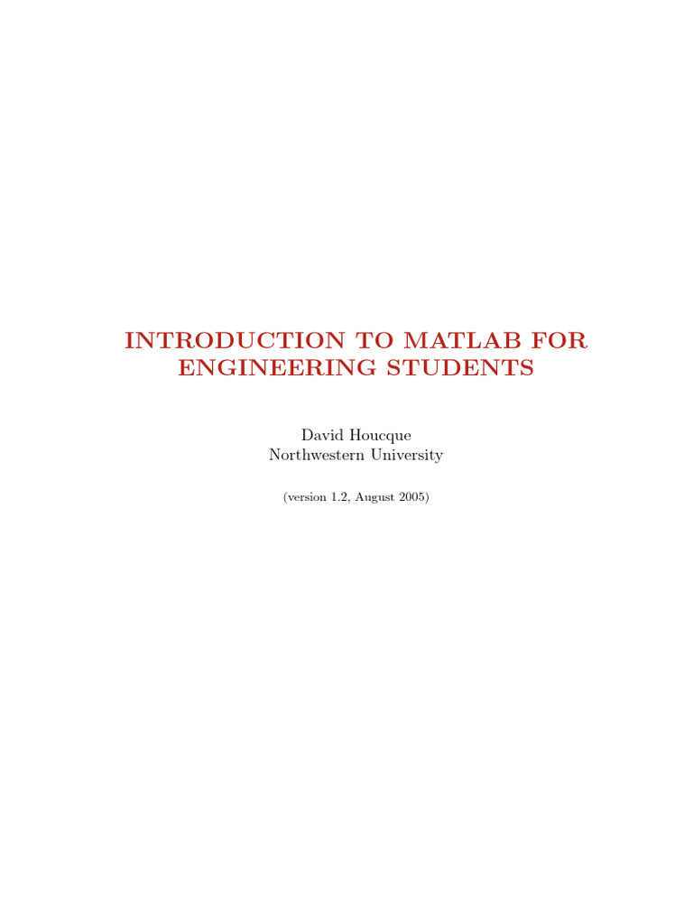 Introduction To Matlab | PDF