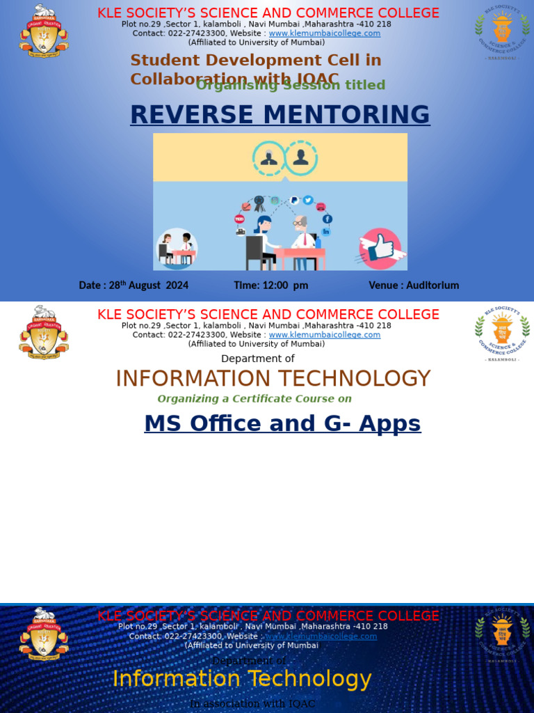 Reverse Mentoring: Student Development Cell in Collaboration With IQAC | PDF