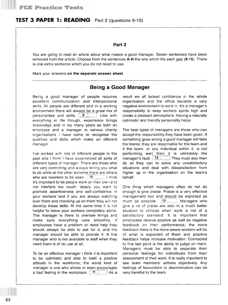 FCE Sample Exam | PDF