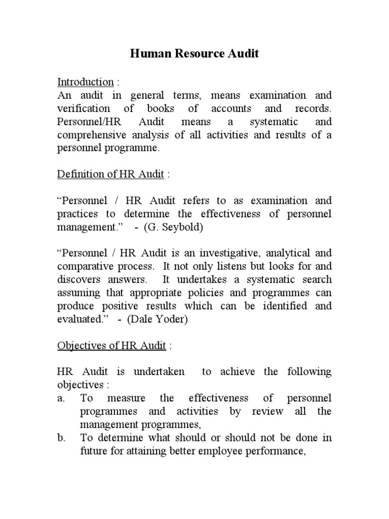 Human Resource Audit | PDF | Audit | Employment