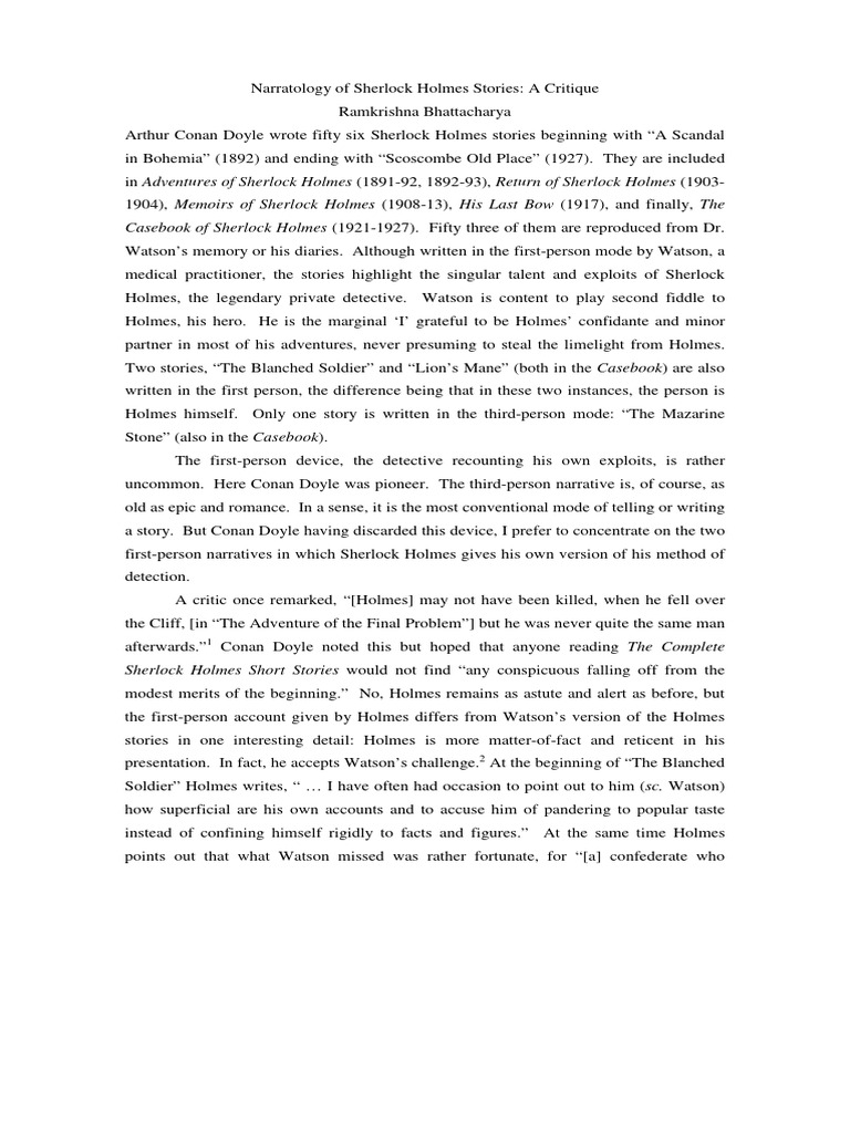 Narratology of Sherlock Holmes Short Sto | PDF