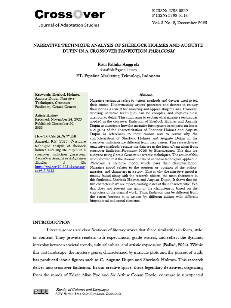Narrative Technique Analysis of Sherlock Holmes An | PDF