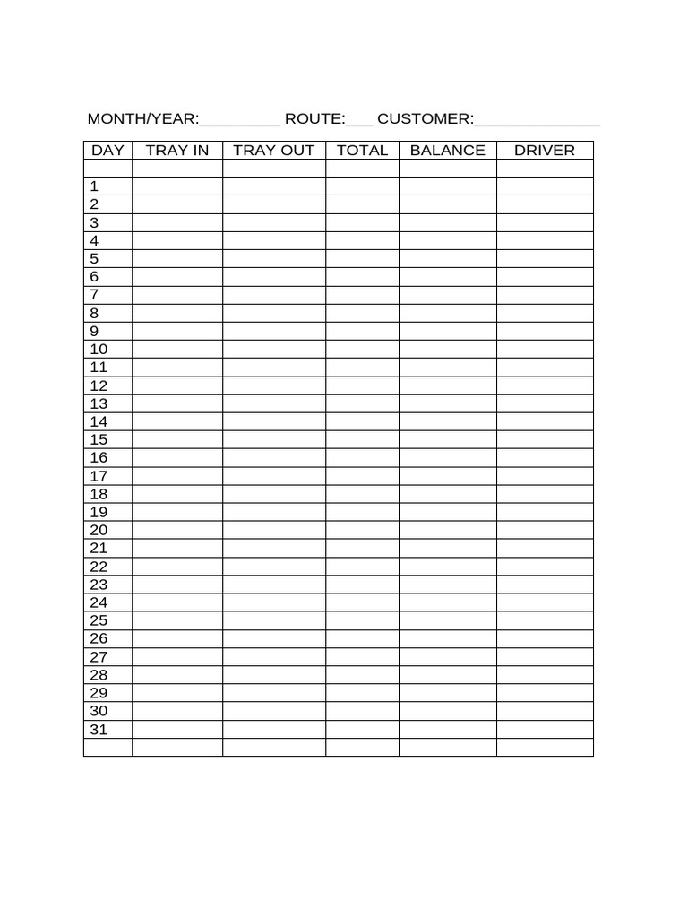 Tray Tracking Form | PDF