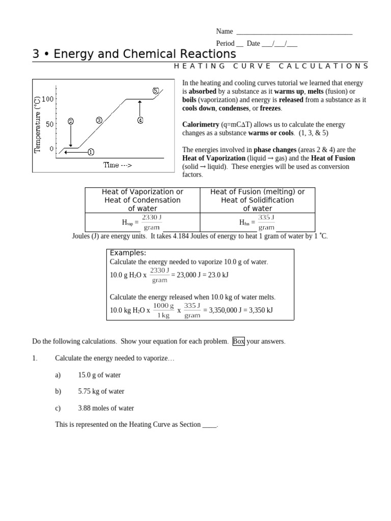 Heating Curve Calculatrions | PDF | Water | Science & Mathematics