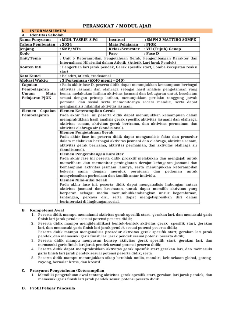 Modul Ajar Unit 5 Pertemuan 1-3 | PDF