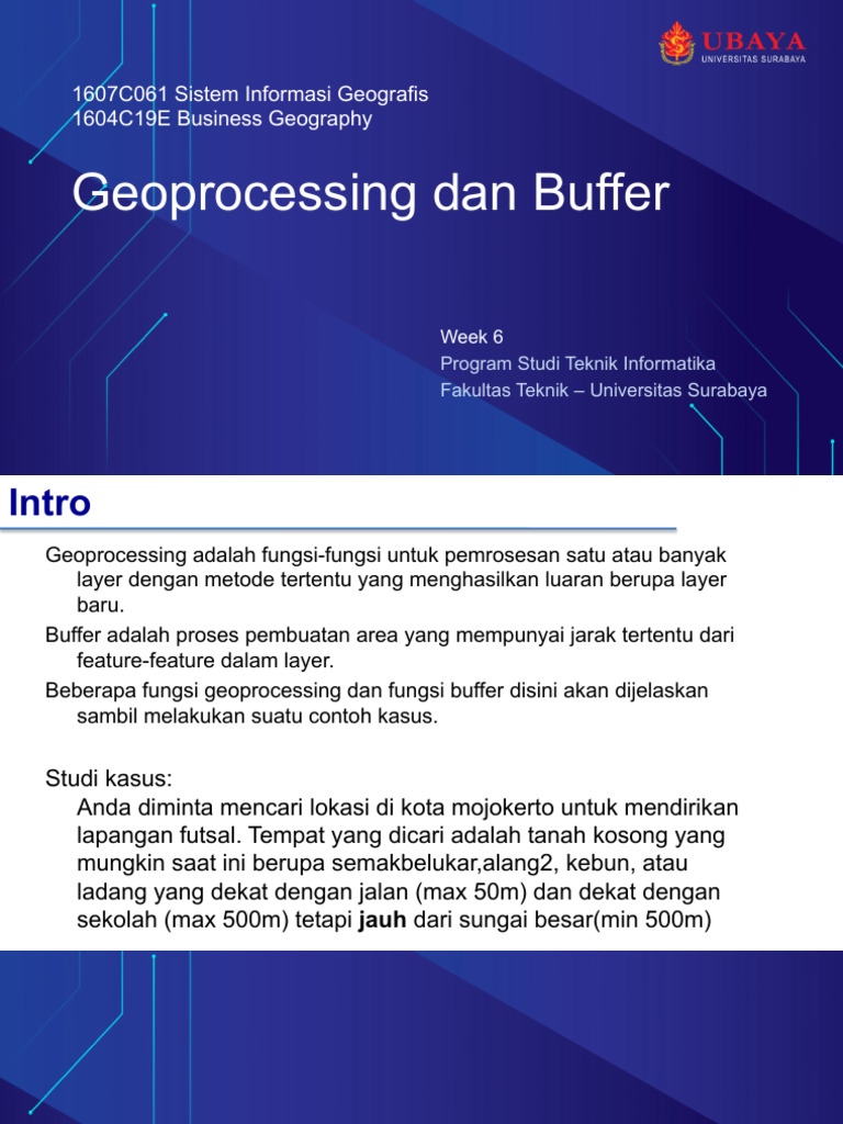 Week 6 - Geoprocessing dan Buffer | PDF