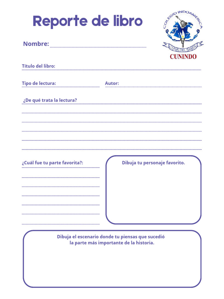 Reporte de Lectura Español Simple Morado - 3 | PDF