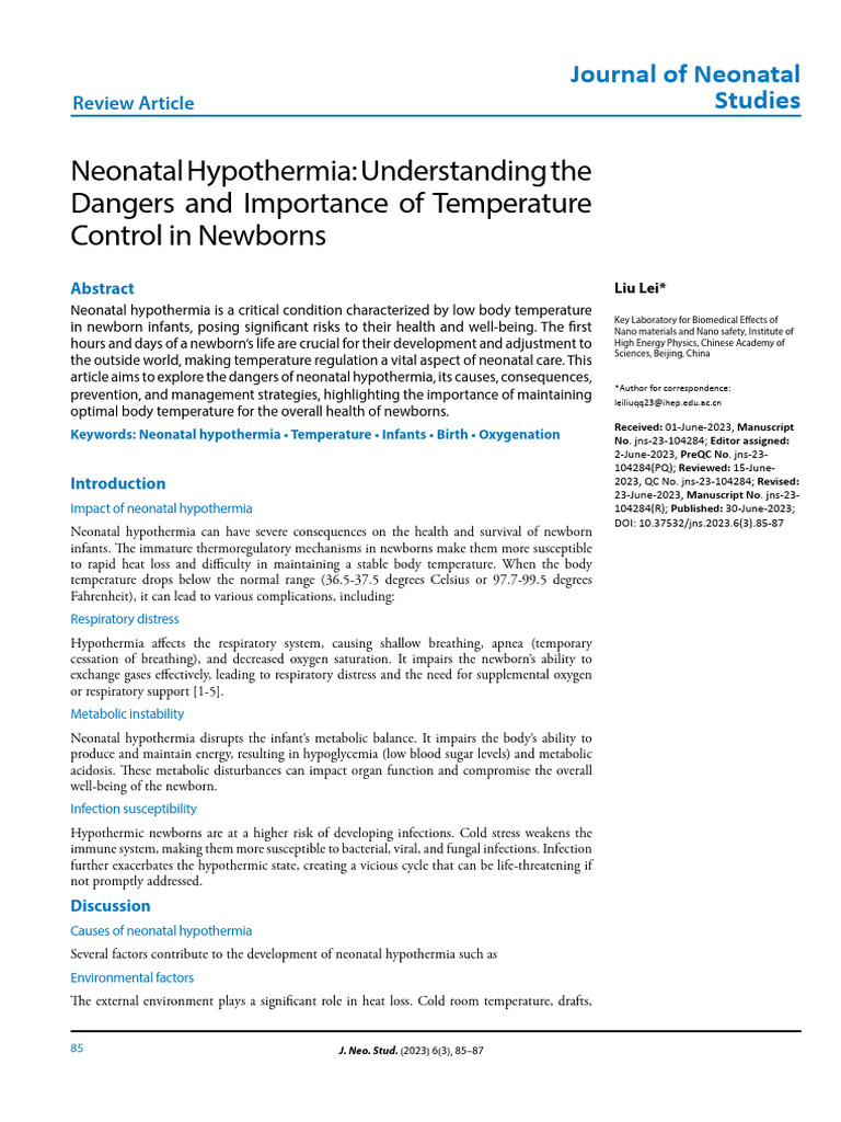 Neonatal Hypothermia Understanding The Dangers and Importance of ...