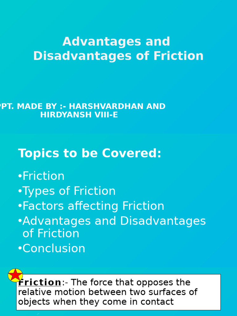Advantages and Disadvantages of Friction 2 | PDF