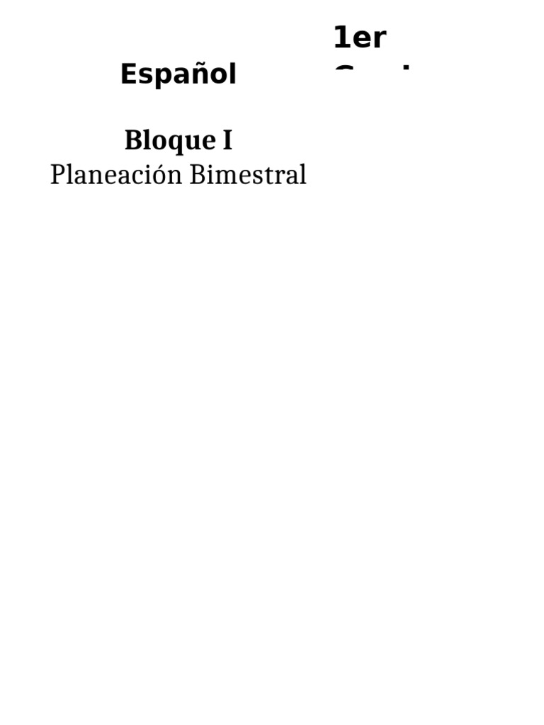 1er Grado - Bloque 1 - Español | PDF