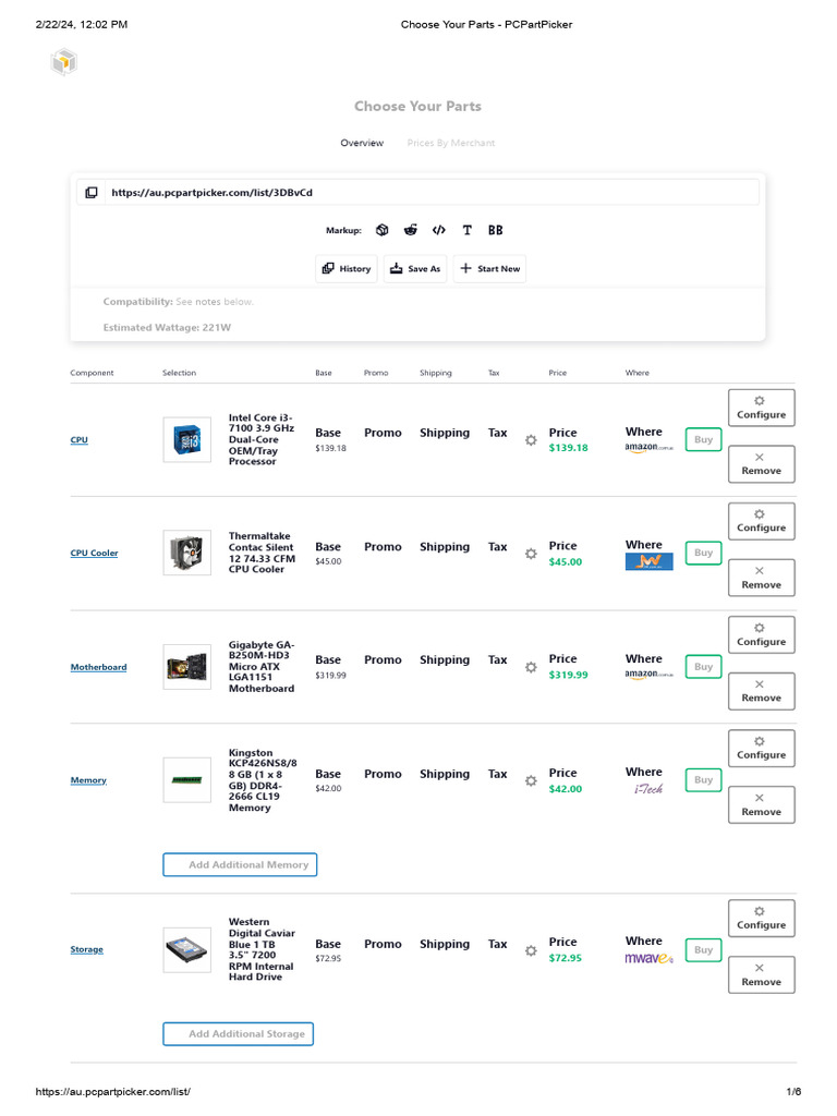 Choose Your Parts - PCPartPicker | PDF