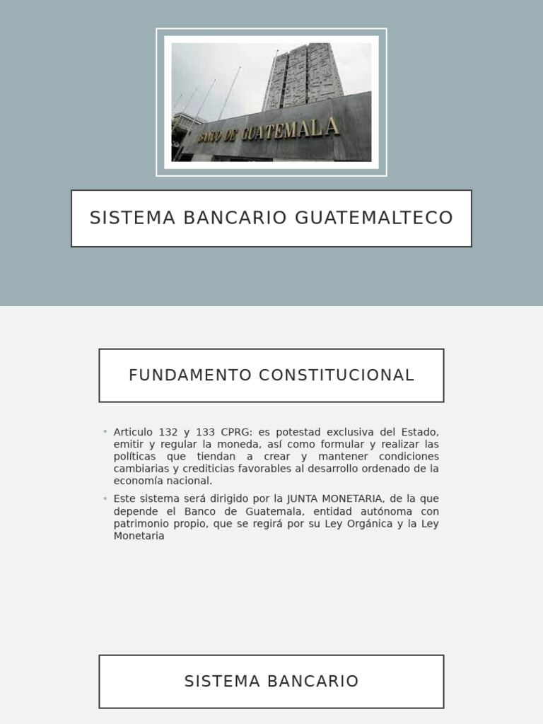 Derecho Bancario y Bursatil Clase 4 Sistema Bancario Guatemalteco | PDF