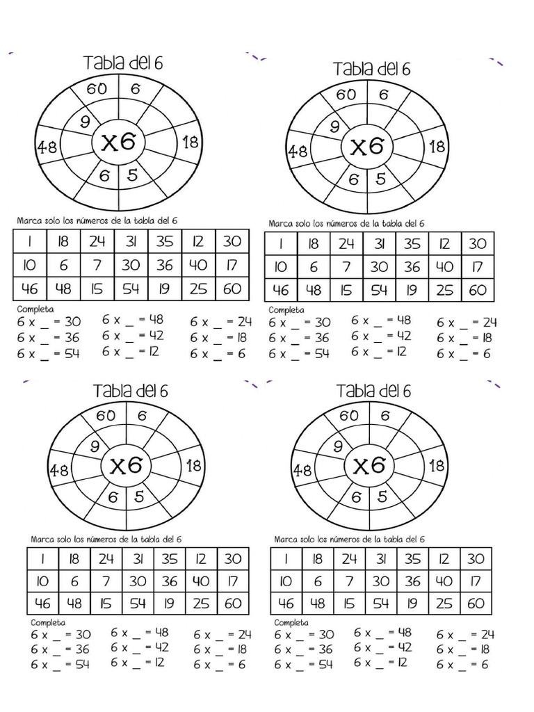 Tabla Del 6 | PDF