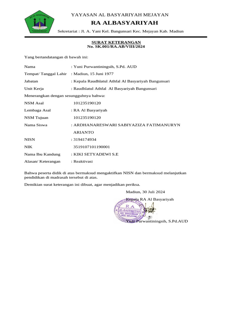 Reaktivasi Bia | PDF