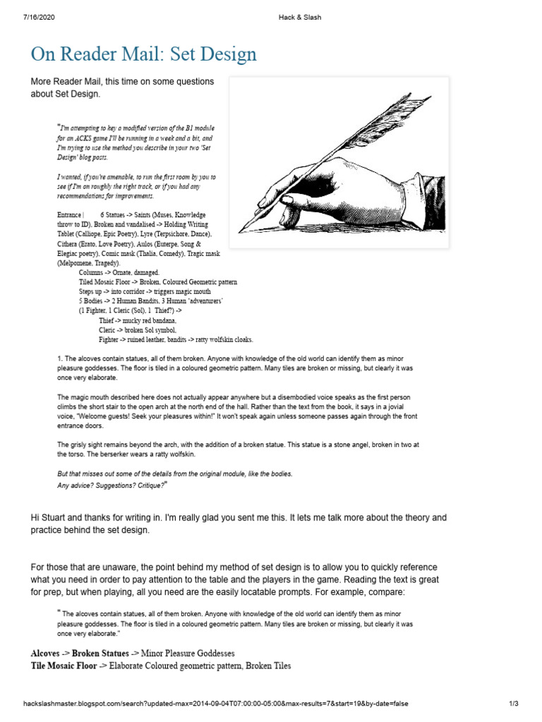 On Reader Mail - Set Design - Hack&Slash | PDF