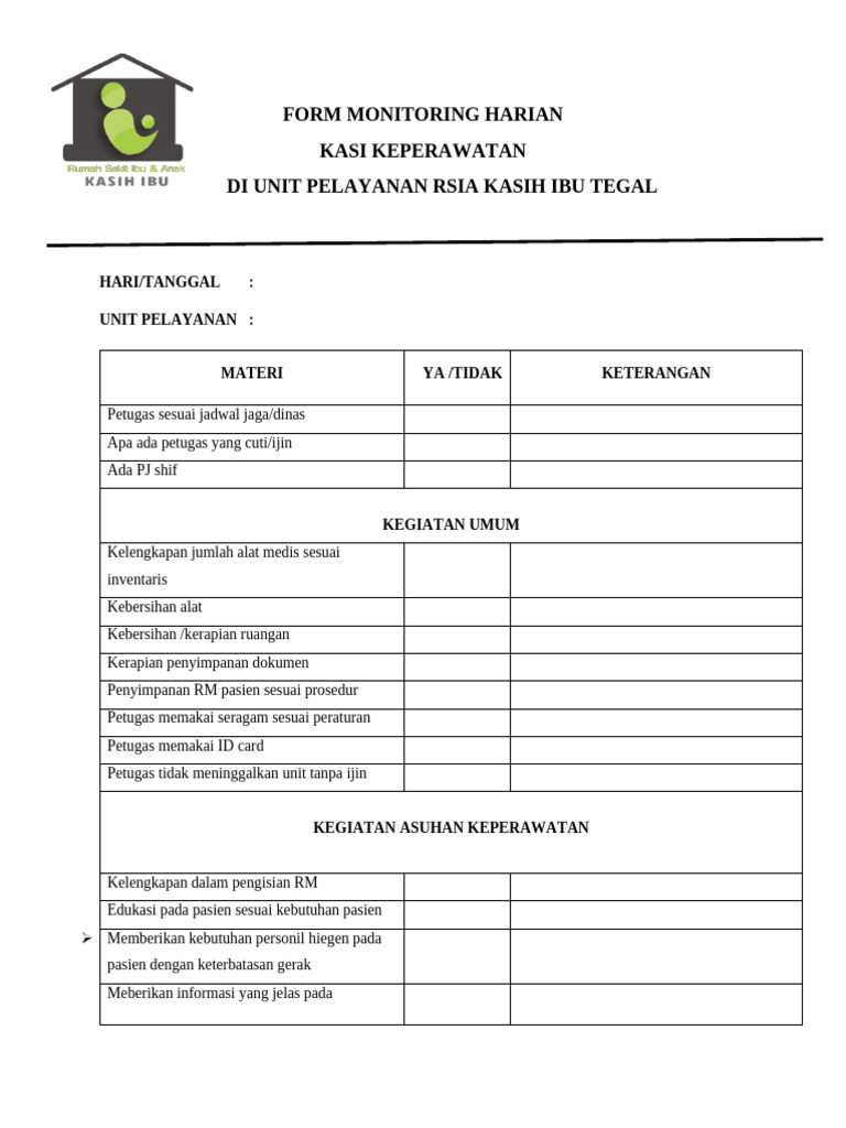 FORM MONITORING HARIAN | PDF
