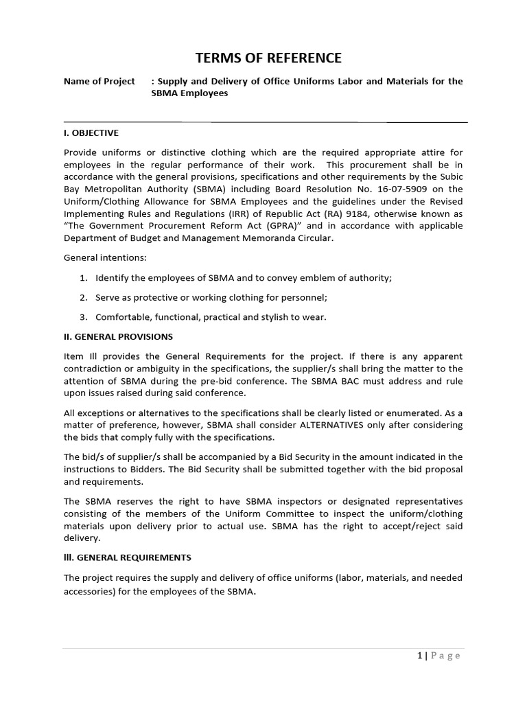 Sbma Uniform Tor 2020 - Office Uniform | PDF