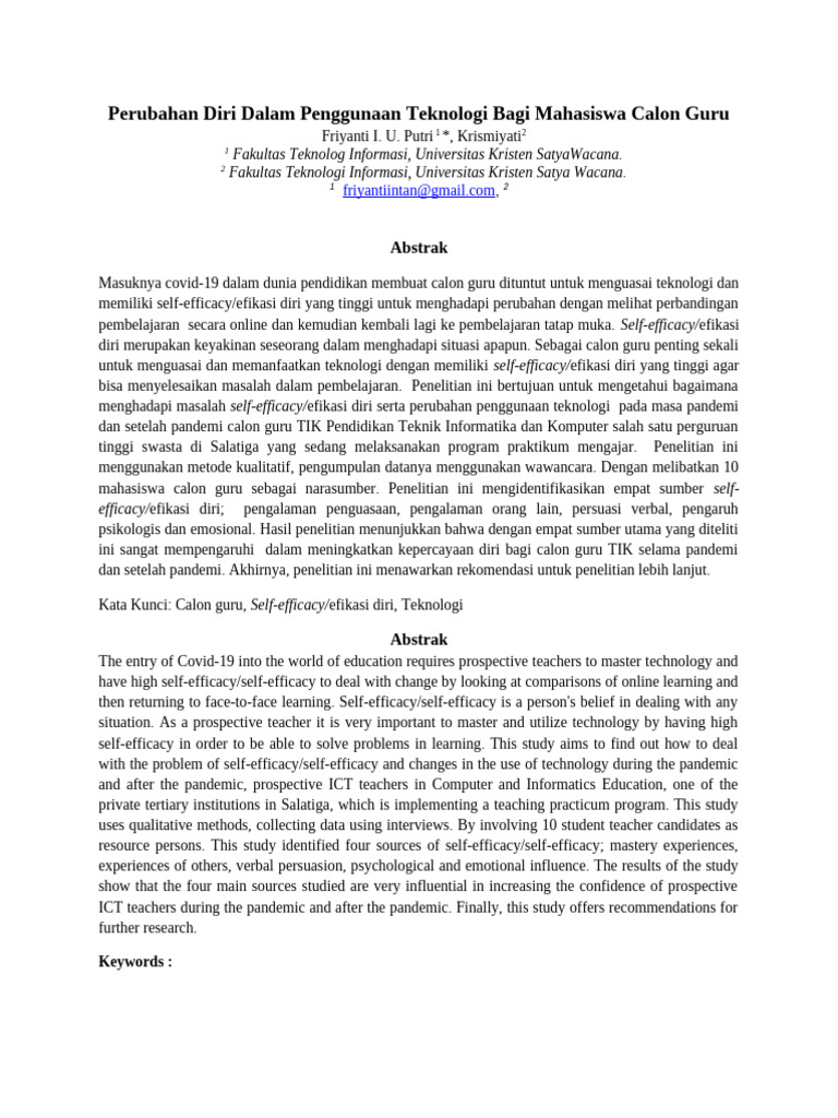 template TA_Perubahan Diri Dalam Penggunaan Teknologi Bagi Mahasiswa Calon Guru | PDF