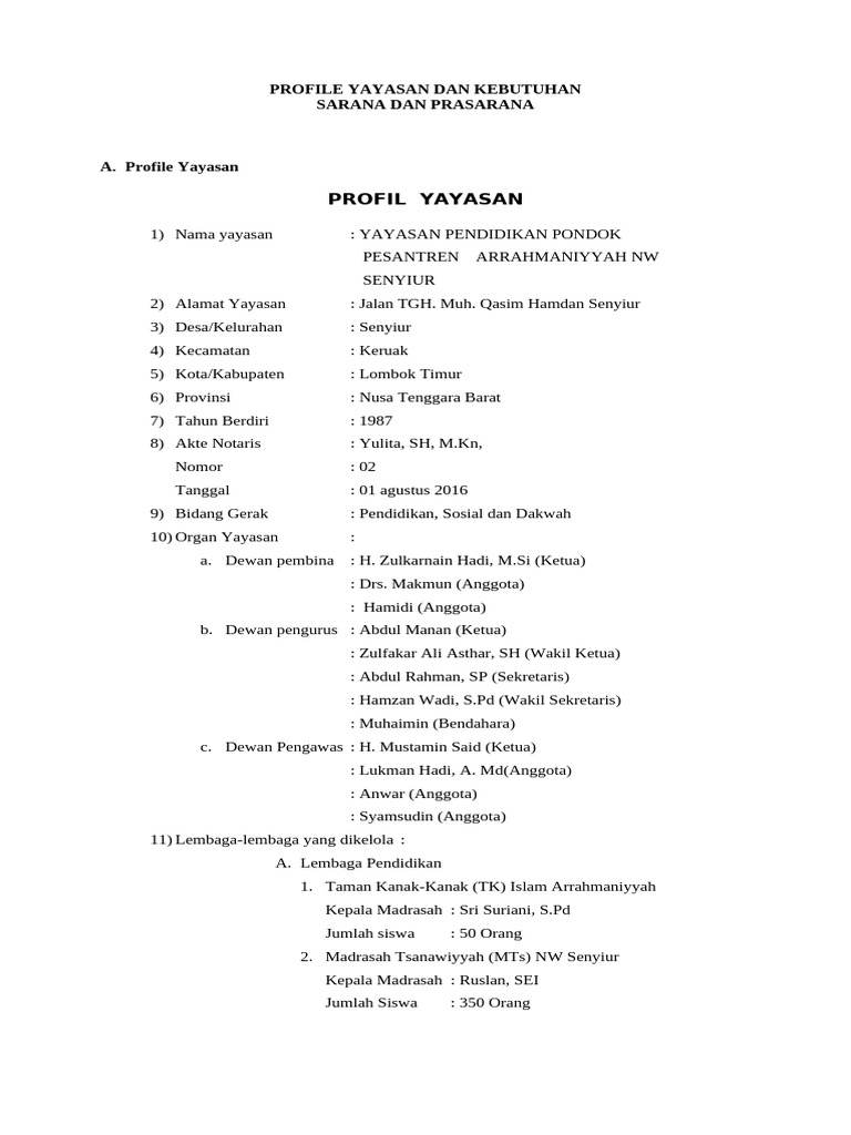 Profile Yayasan | PDF