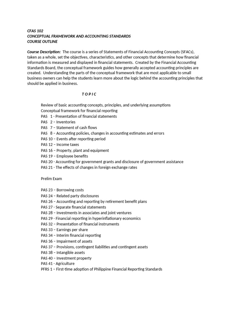 Course Outline CFAS | PDF