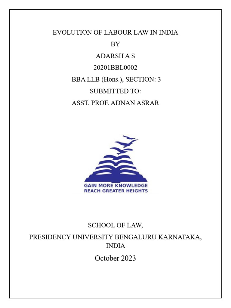 Evolution Of Labour Law In India Presentation Pdf