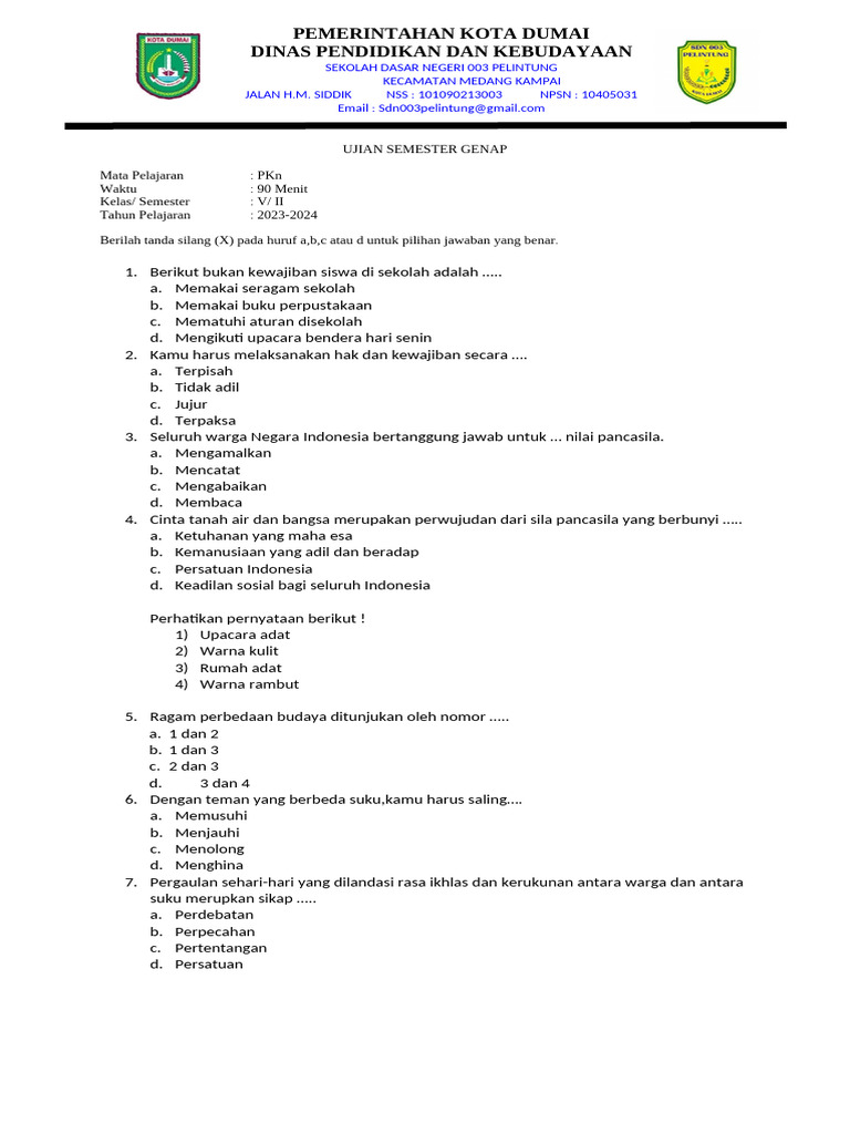 Soal Ujian Kelas 5 Buk Mini | PDF