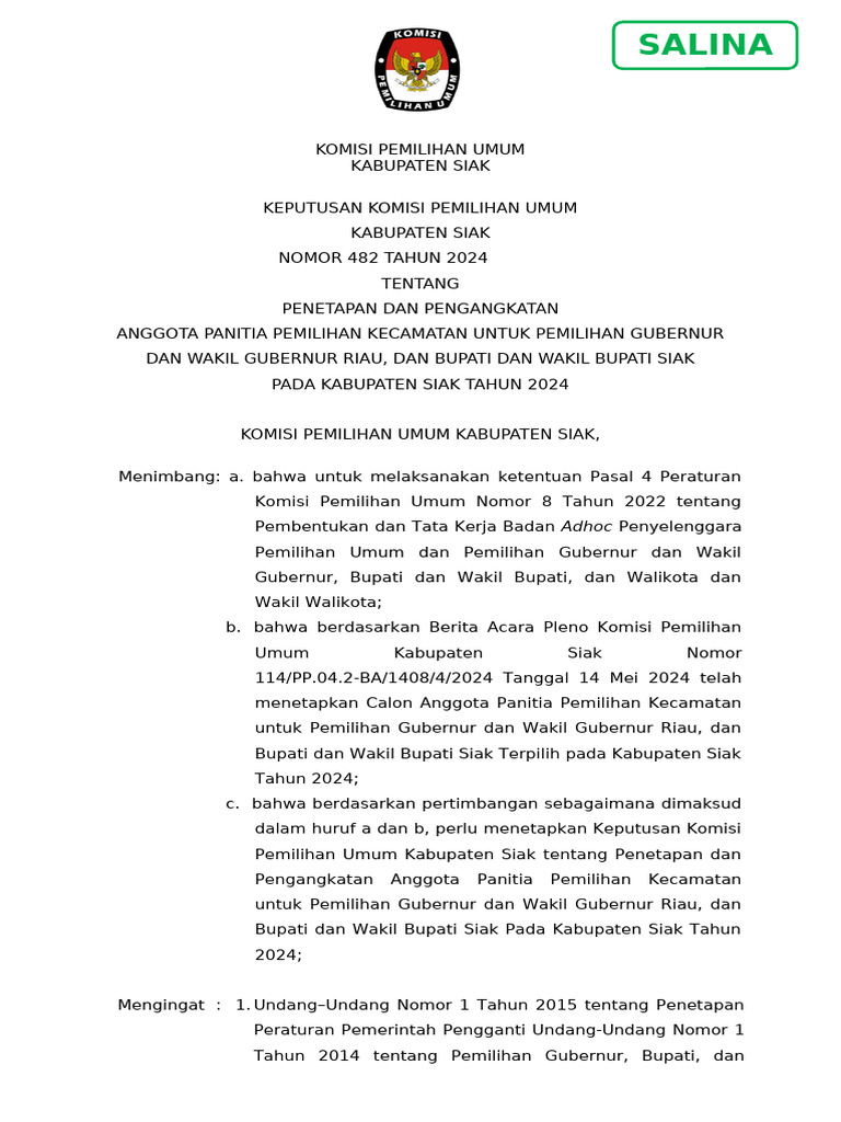 Salinan SK Penetapan PPK | PDF