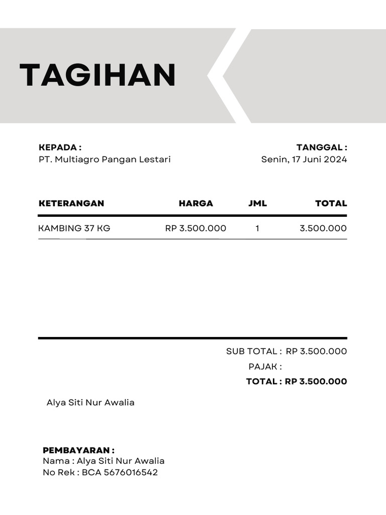Hitam Putih Minimalist Profesional Bisnis Faktur Invoice - 20240619 ...