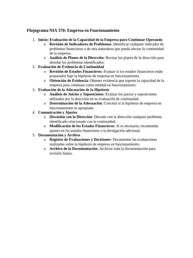 Flujograma NIA 570 | PDF