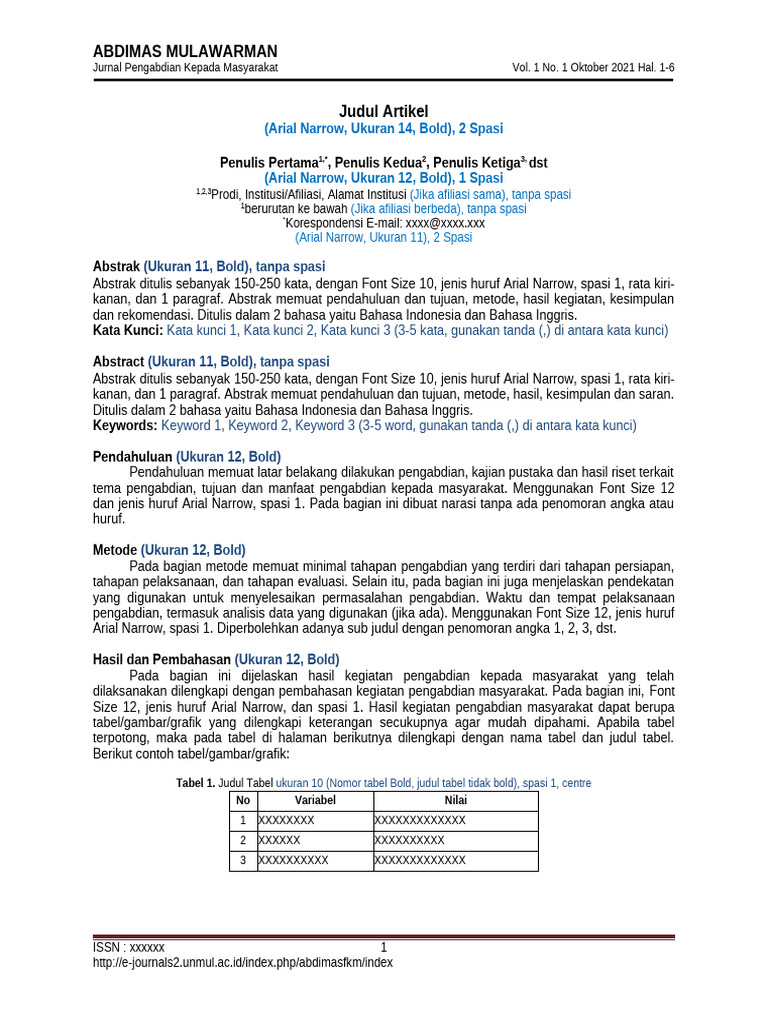 Panduan Penulisan Abdimas Mulawarman | PDF