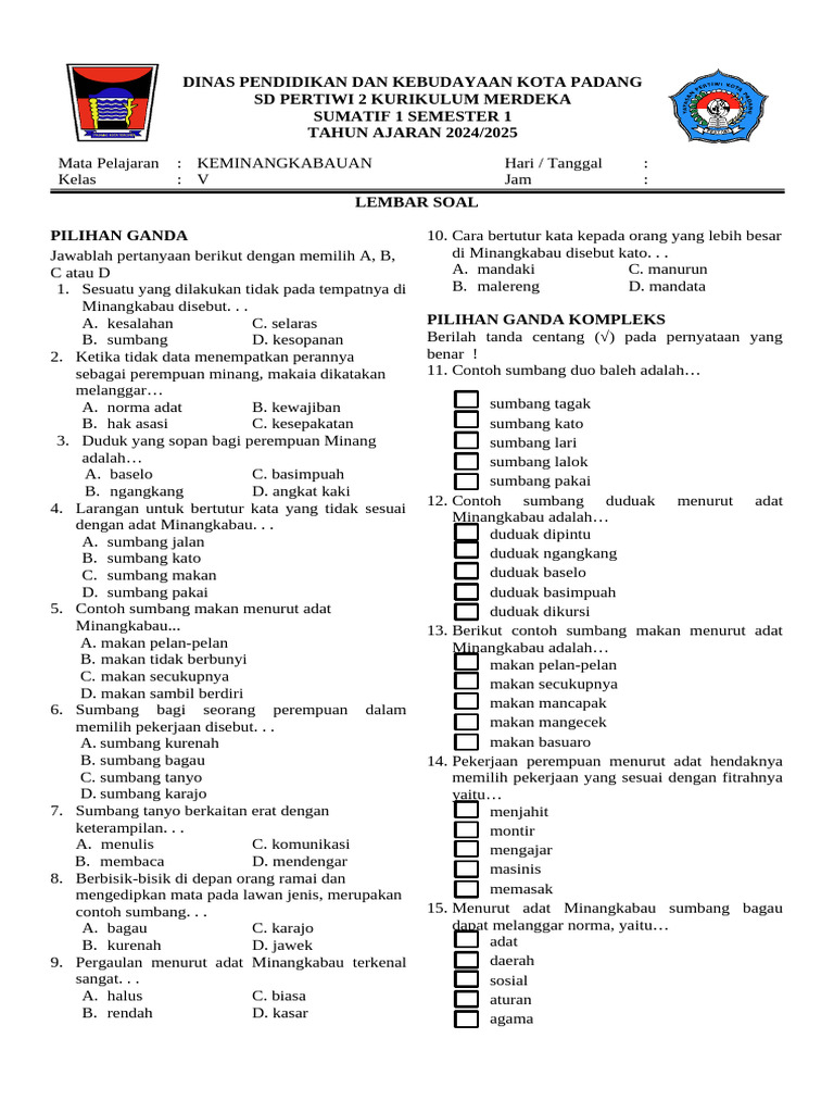 Soal Sas Ipas Kelas 5 Semester 1 | PDF