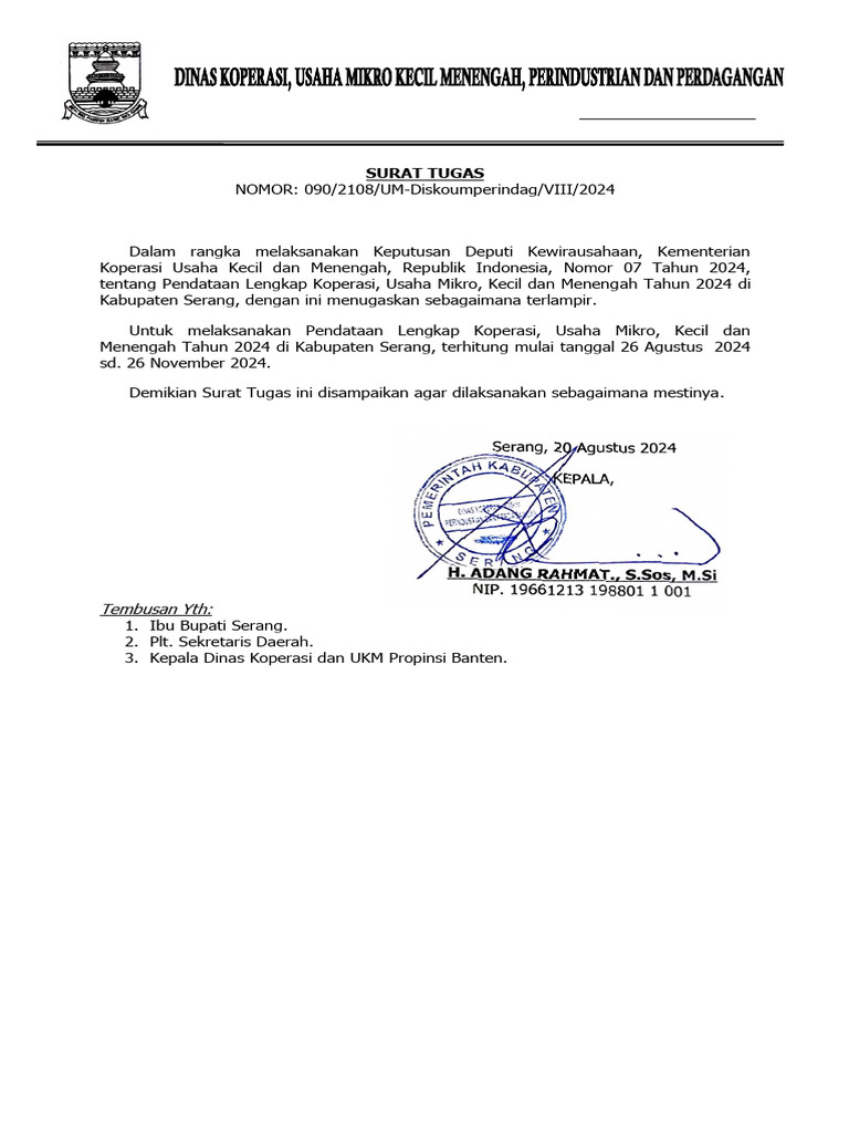 Surat Tugas Final PDF | PDF