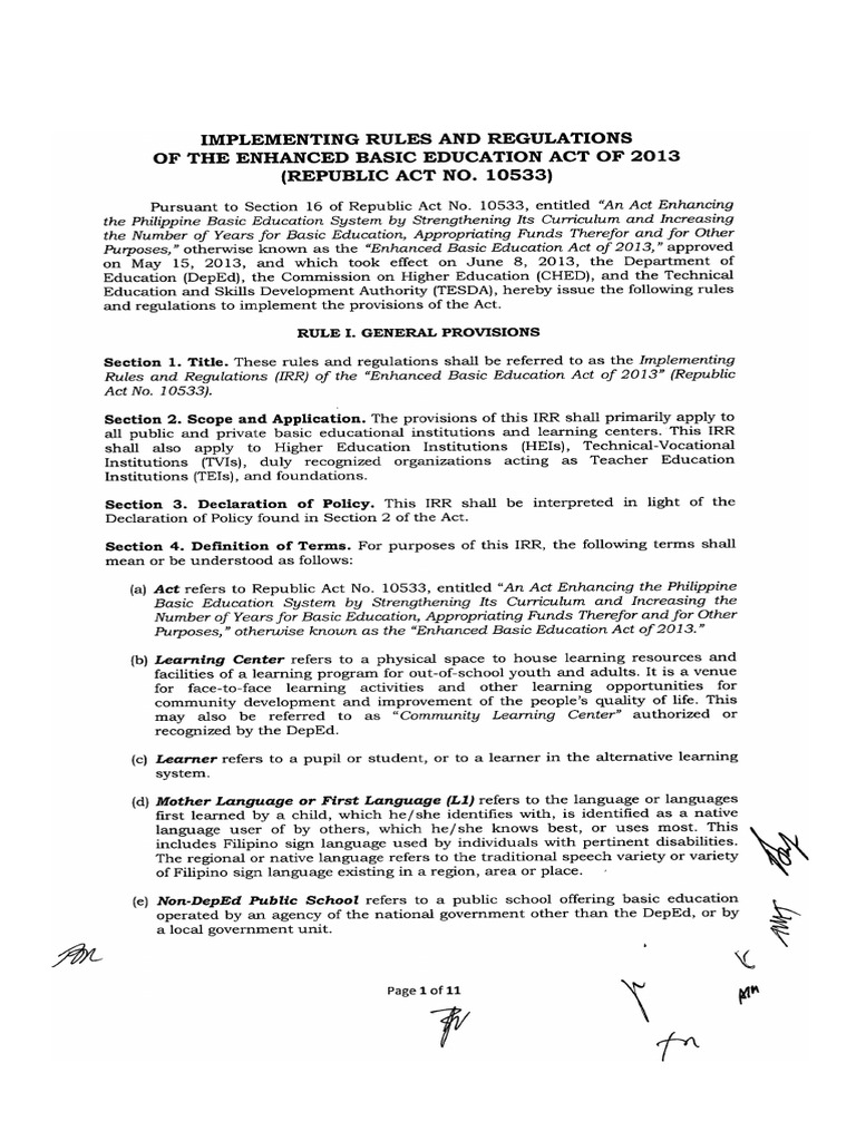 Republic Act 10533 PDF | PDF