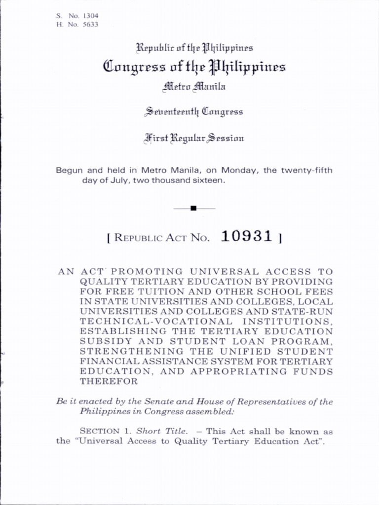 Republic Act 10931 PDF | PDF