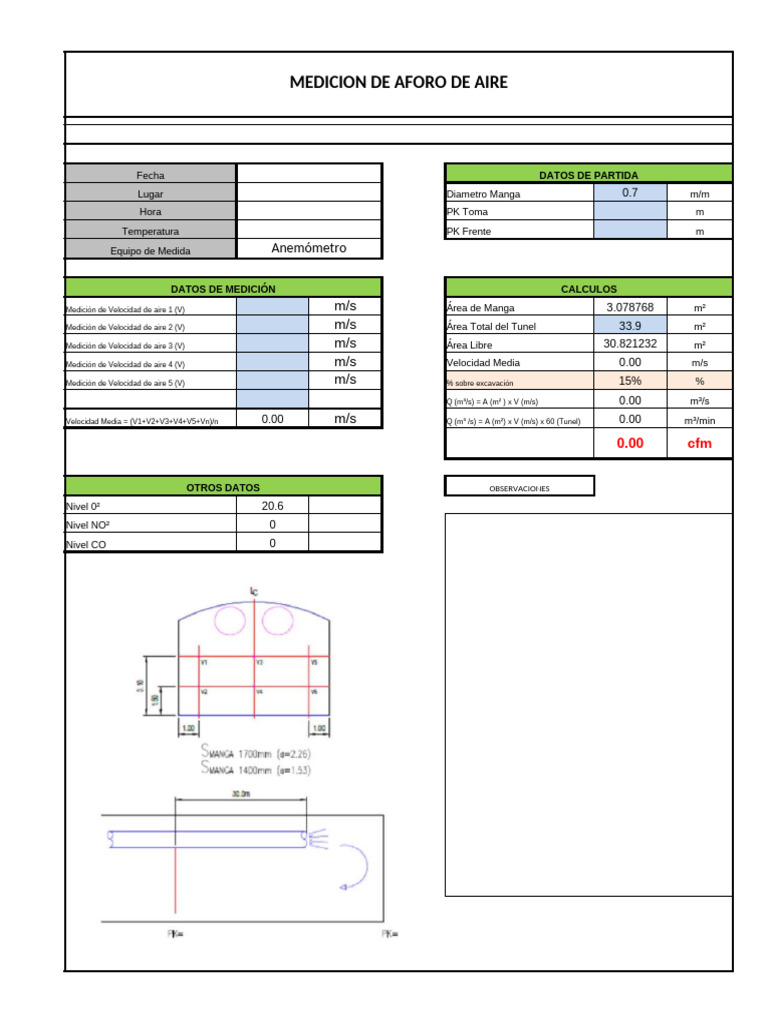 Planilla Cálculo Caudal AFORO | PDF